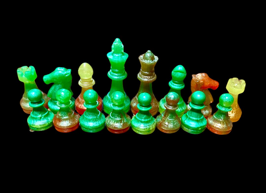Red, Yellow and Green Chess Pieces - Etsy