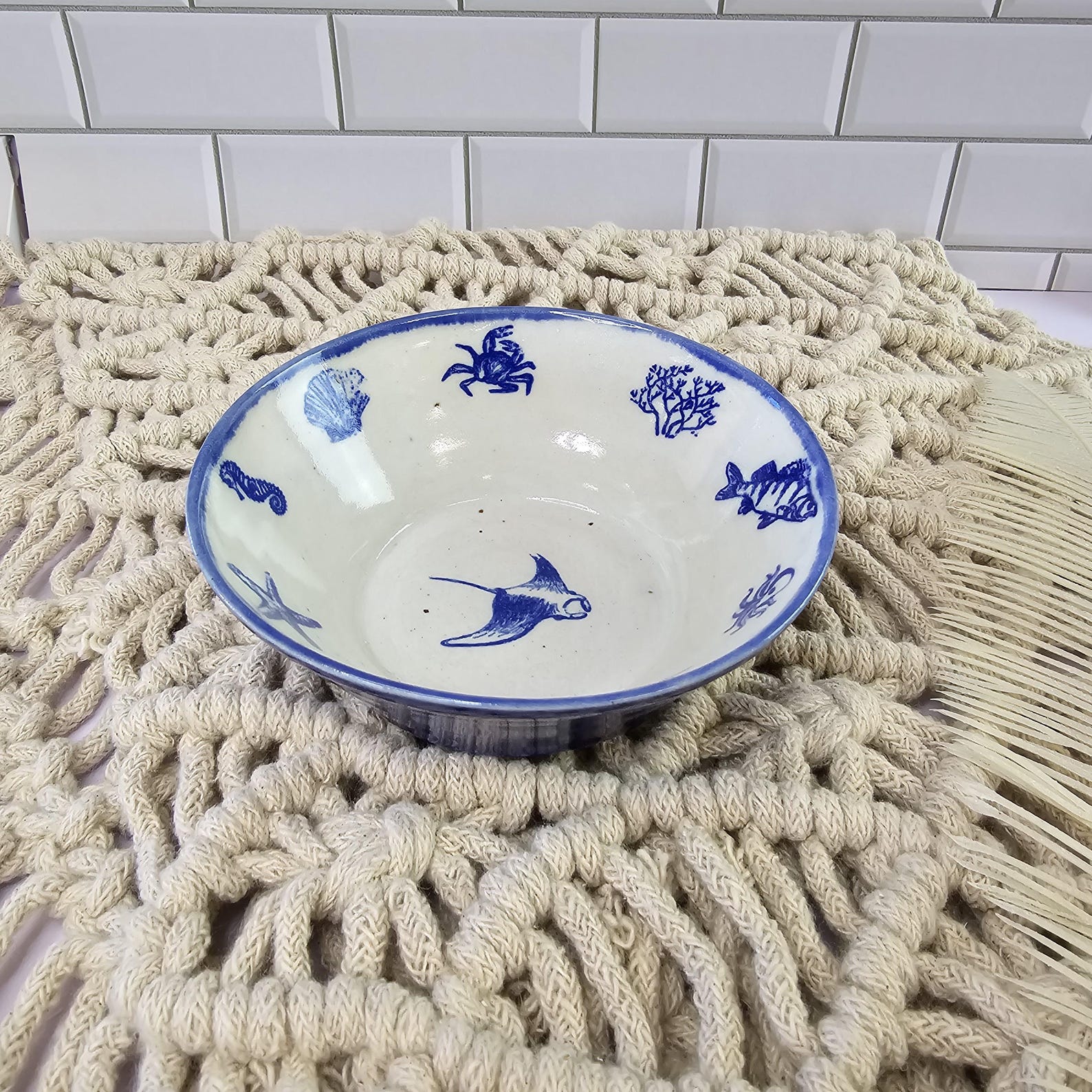Sea Life Ceramic Bowl - Beach Inspired Kitchen Home Decor | Ocean ...