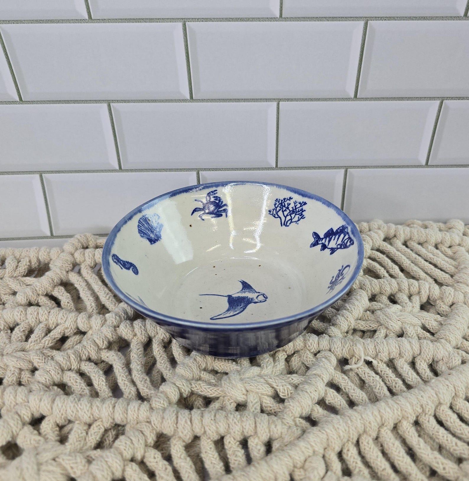 Sea Life Ceramic Bowl - Beach Inspired Kitchen Home Decor | Ocean ...