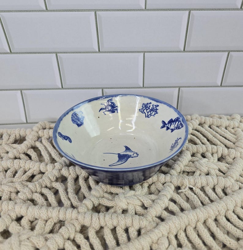 Sea Life Ceramic Bowl - Beach Inspired Kitchen Home Decor | Ocean ...
