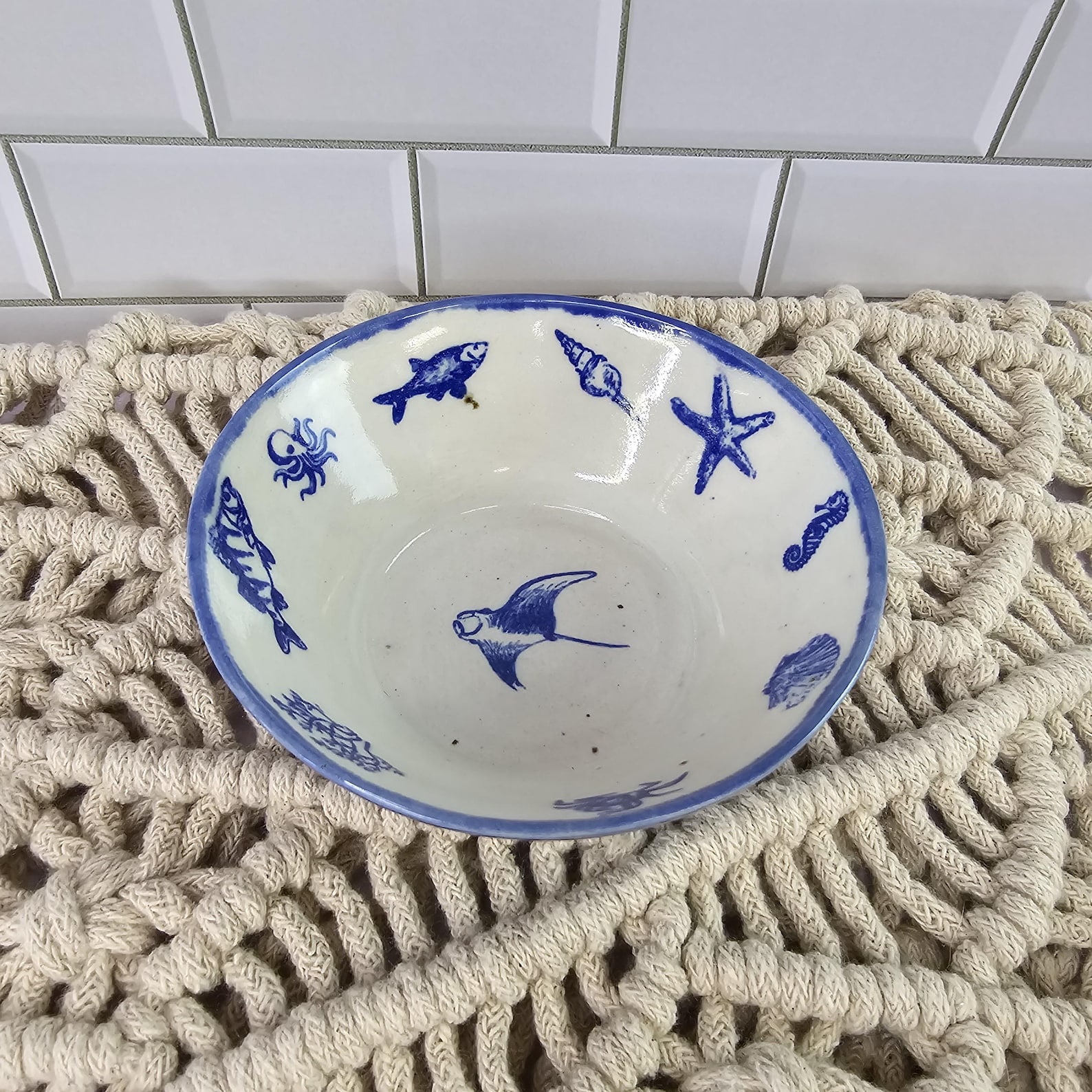 Sea Life Ceramic Bowl - Beach Inspired Kitchen Home Decor | Ocean ...