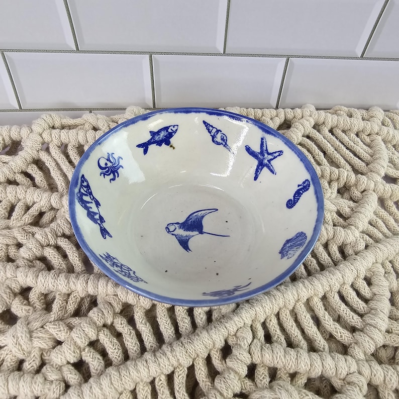 Sea Life Ceramic Bowl - Beach Inspired Kitchen Home Decor | Ocean ...