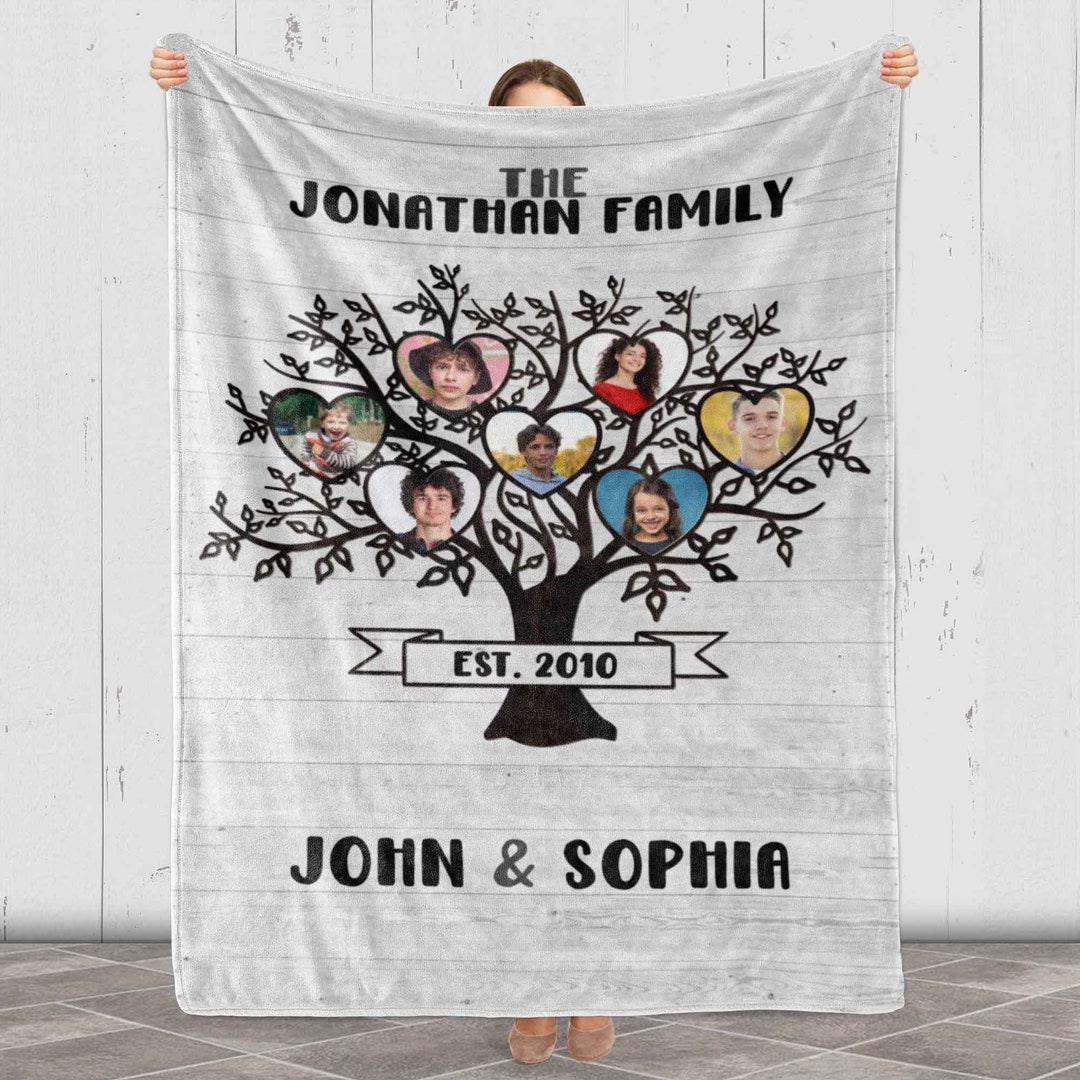 Customized Family Tree Photo Blanket for Couples Family Husband Wife ...