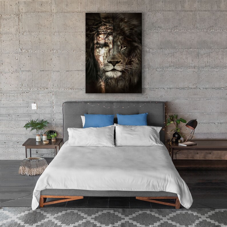 Jesus Lion Canvas Unique Lion Canvas Wall Home Decor Wooden - Etsy