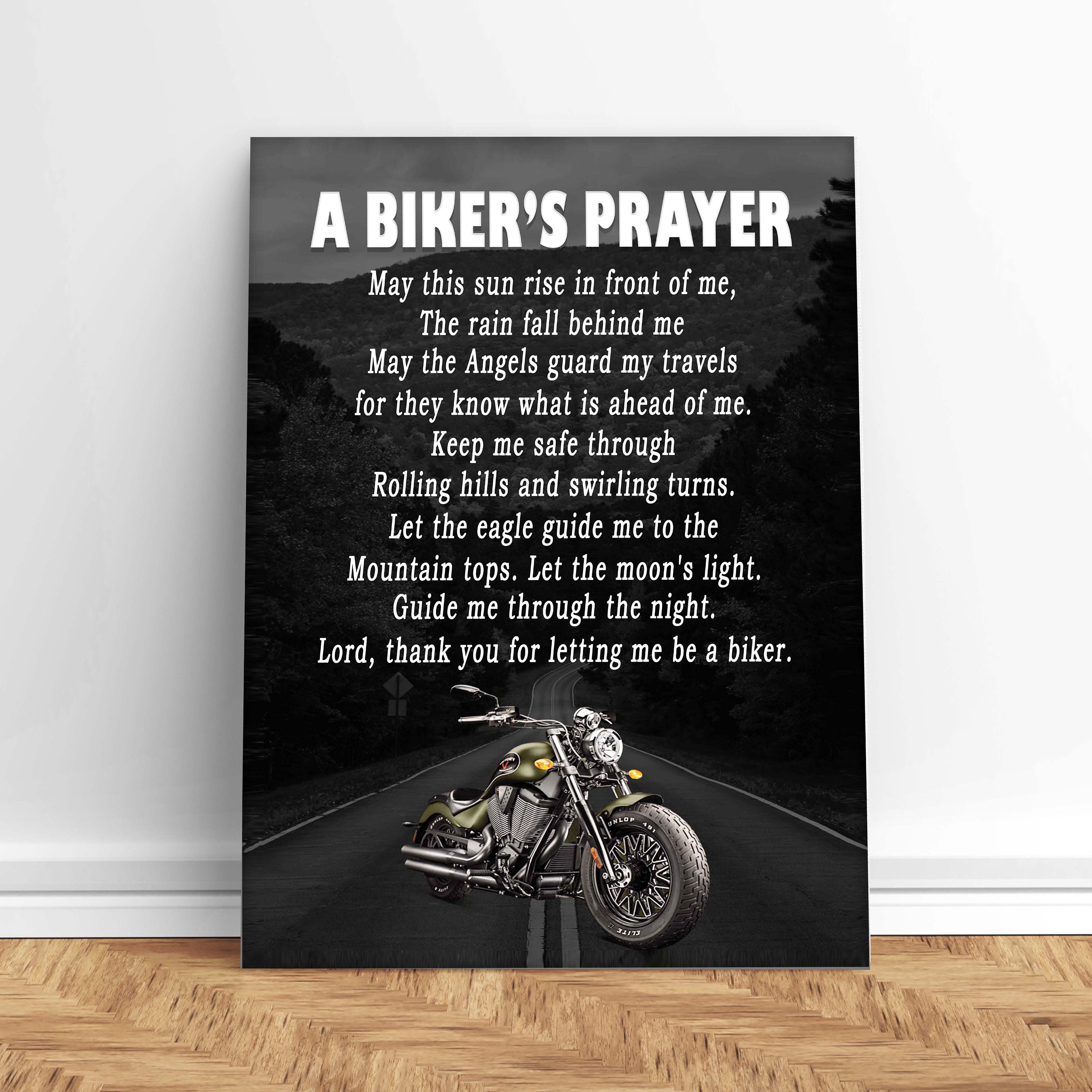 Motorcycle Wall Art, Gift for Bikers, Biker's Prayer Canvas Gift for ...