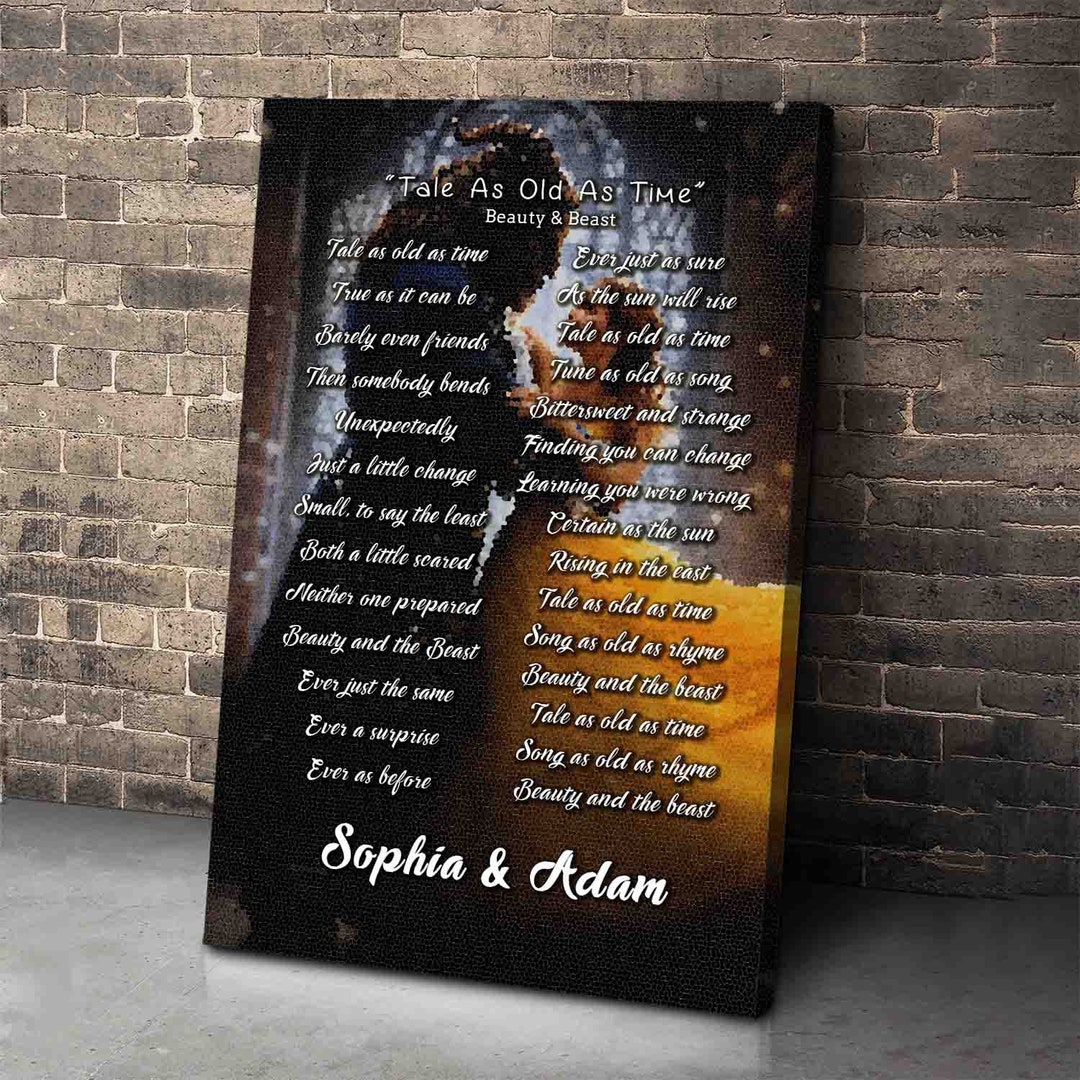 Beauty and Beast, Personalized Name Canvas for Anniversary Engagement ...