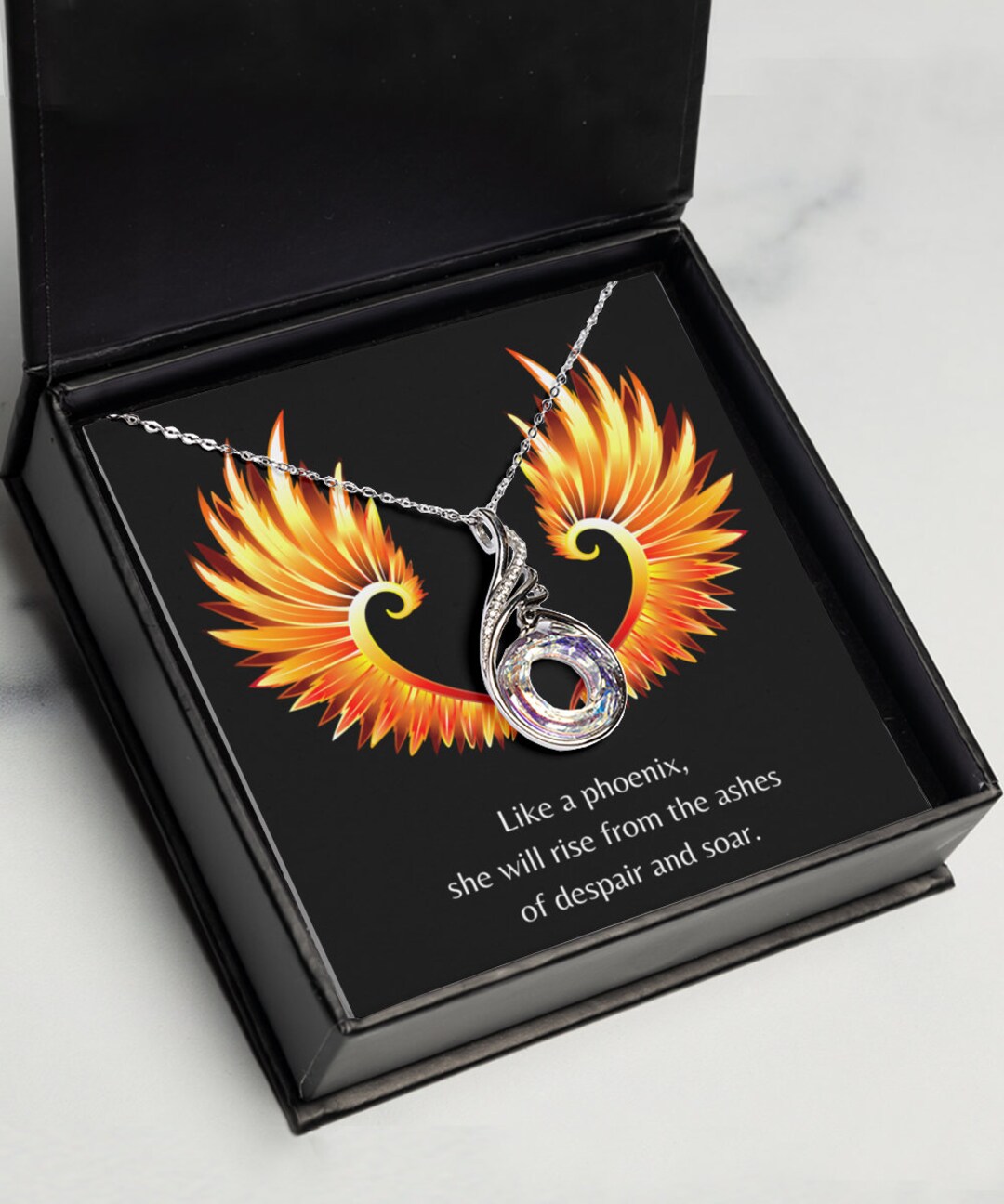 Phoenix Rising Necklace, Inspriational Phoenix Rising Symbol, Rising ...