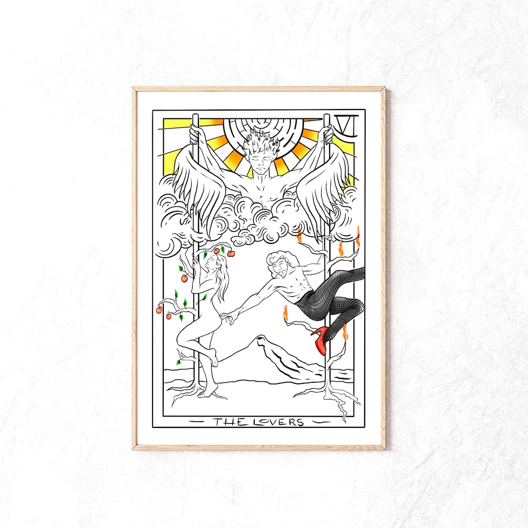 The Lovers Tarot Cards Printable Digital Print Poster Wall Decor - Etsy