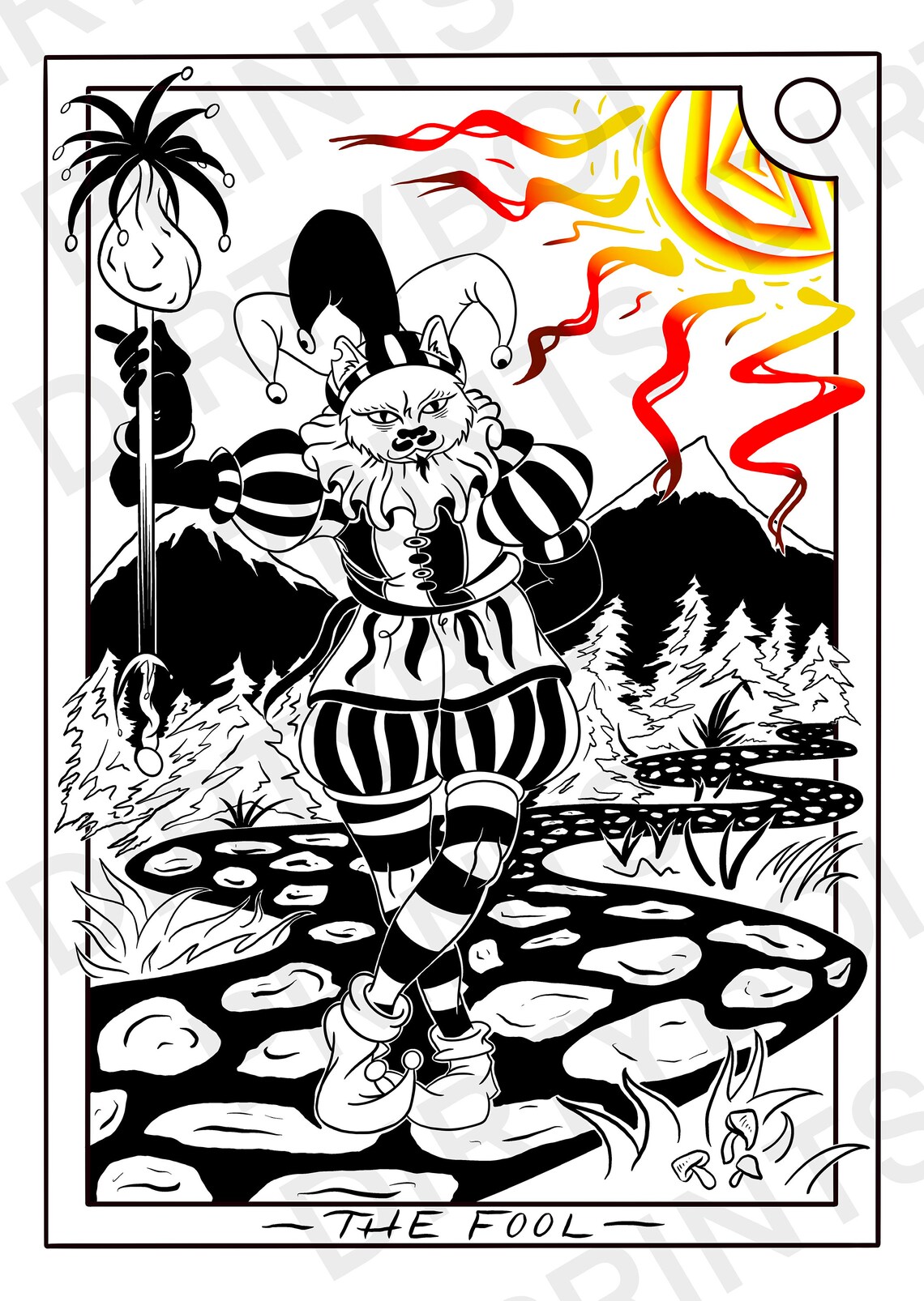 The Fool Tarot Cards Printable Digital Print Cat Poster Wall Decor - Etsy