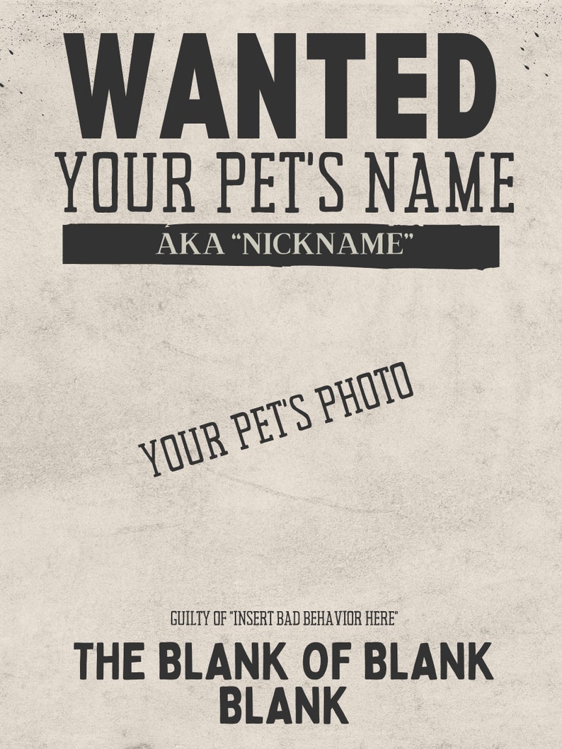 Pet WANTED Poster - Customizable - Etsy
