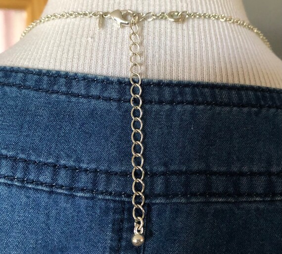 Avon Blue Stones Silver Toned Statement Necklace 16” - Gem