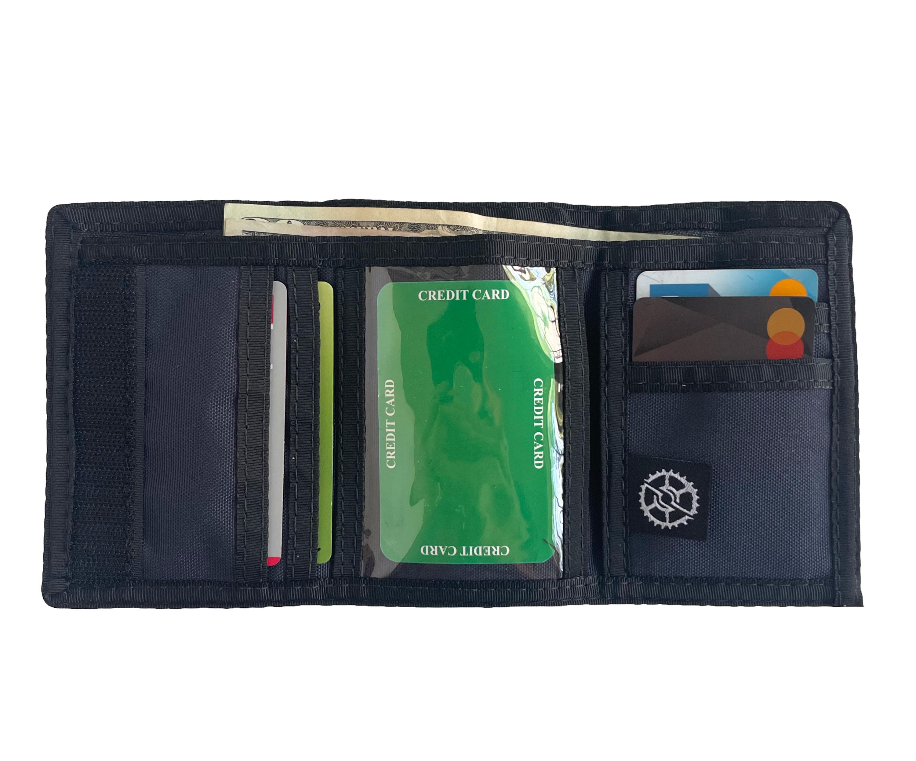 Compact Nylon Trifold Wallet With Outside Zippered Pocket - 6 Colors ...