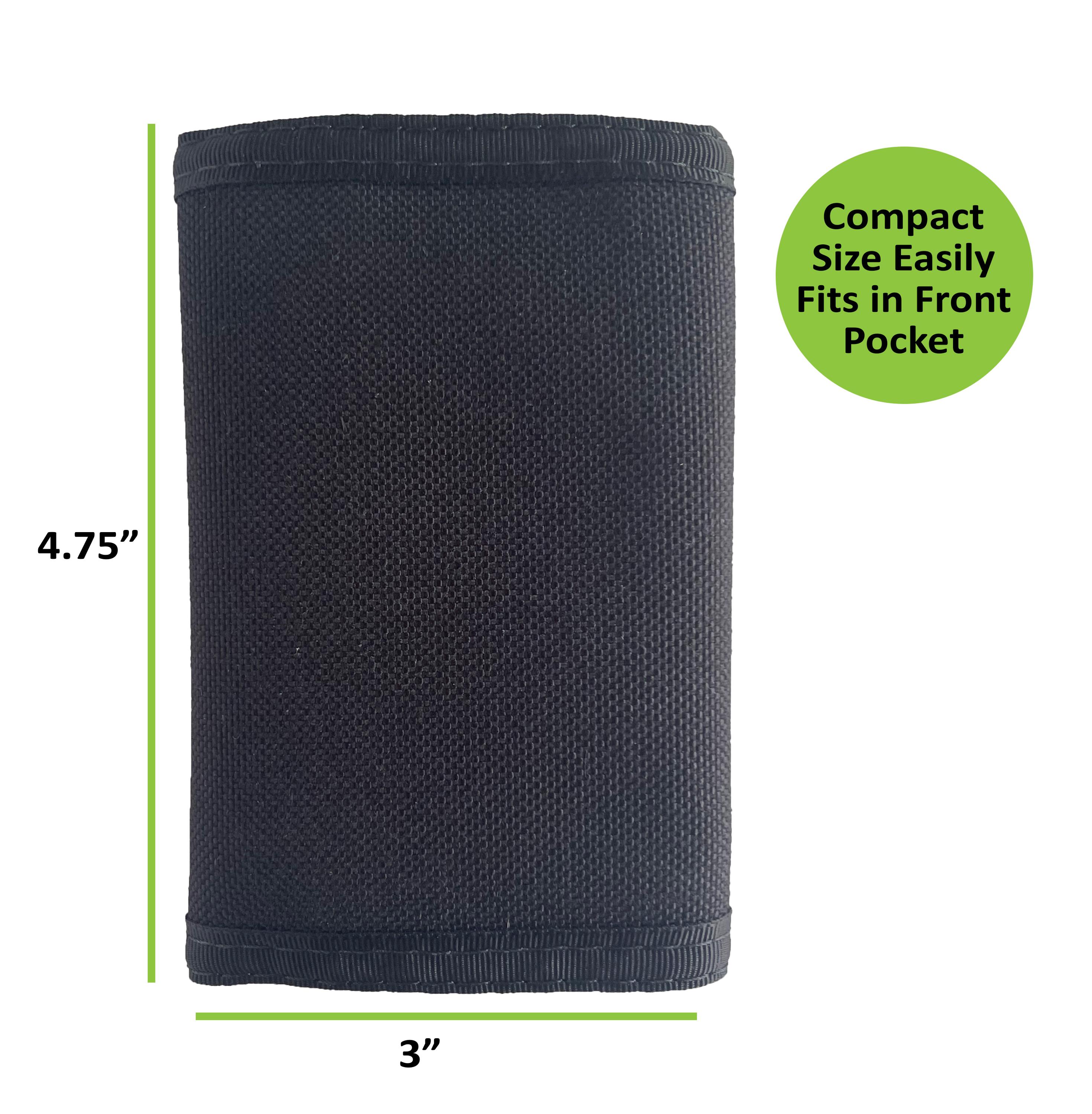 Compact Nylon Trifold Wallet With Outside Zippered Pocket - 6 Colors ...