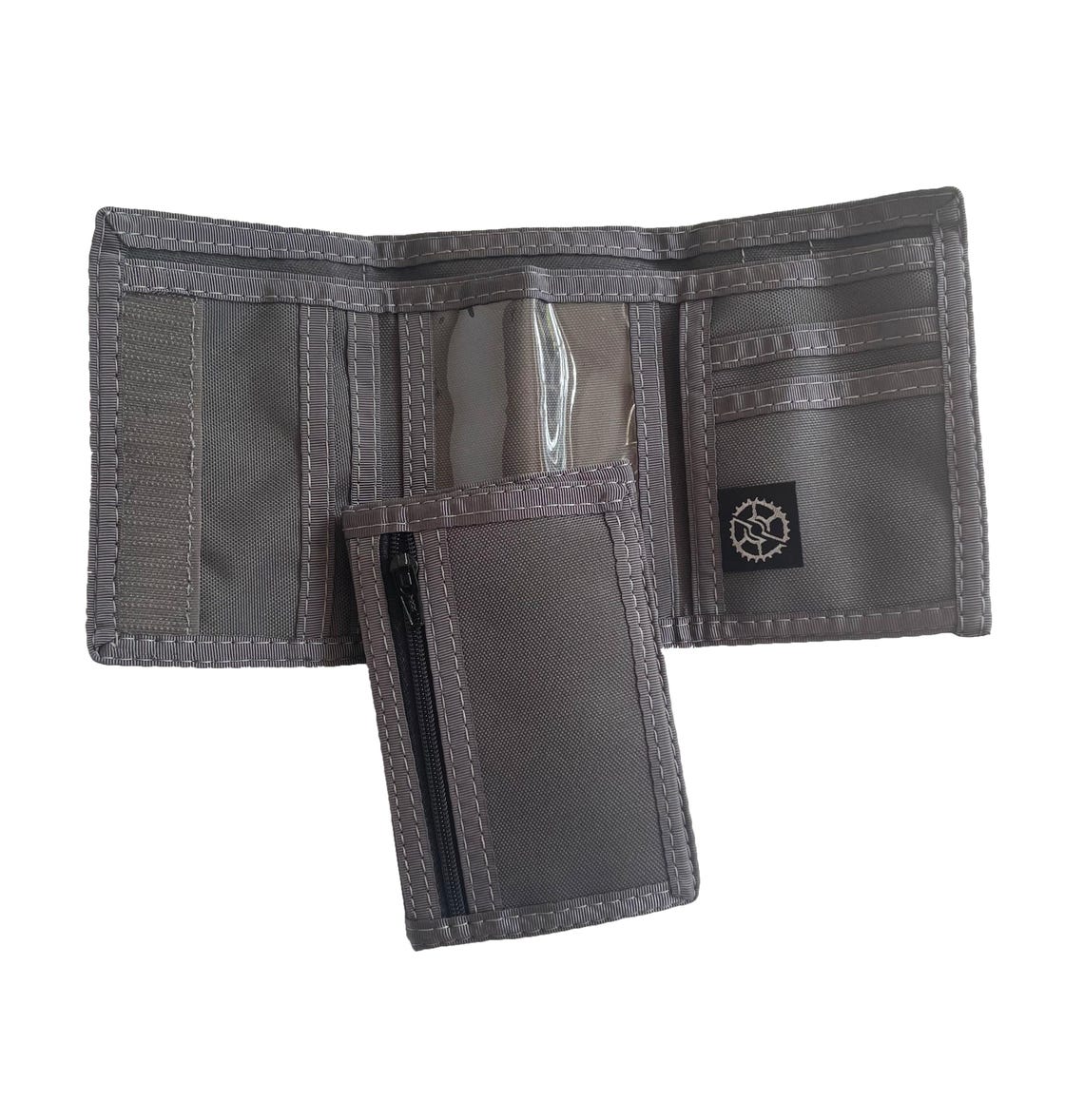 Compact Nylon Trifold Wallet With Outside Zippered Pocket - 6 Colors ...