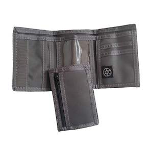 Compact Nylon Trifold Wallet With Outside Zippered Pocket - 6 Colors ...