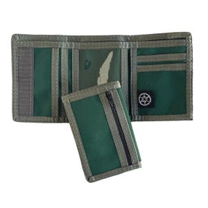 Compact Nylon Trifold Wallet With Outside Zippered Pocket - 6 Colors ...