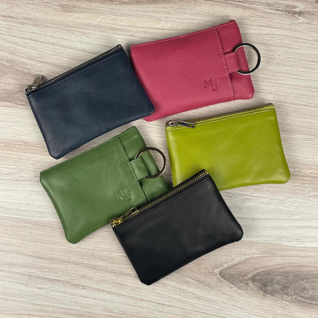 Mini Leather Card Wallet With Key Ring - Etsy