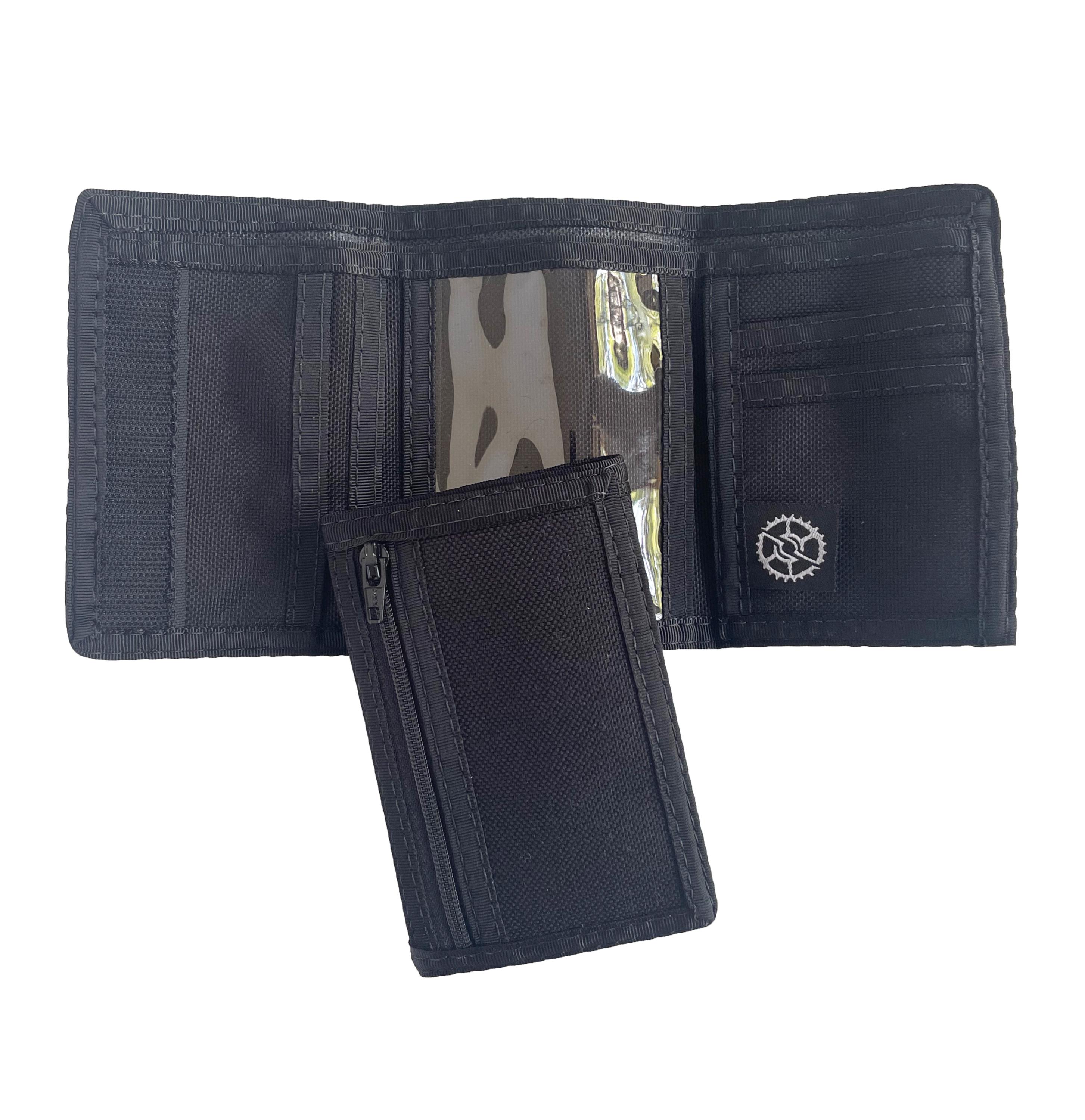 Compact Nylon Trifold Wallet With Outside Zippered Pocket - 6 Colors ...