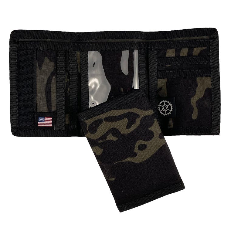 Compact Nylon Trifold Wallet With Outside Zippered Pocket - 6 Colors ...
