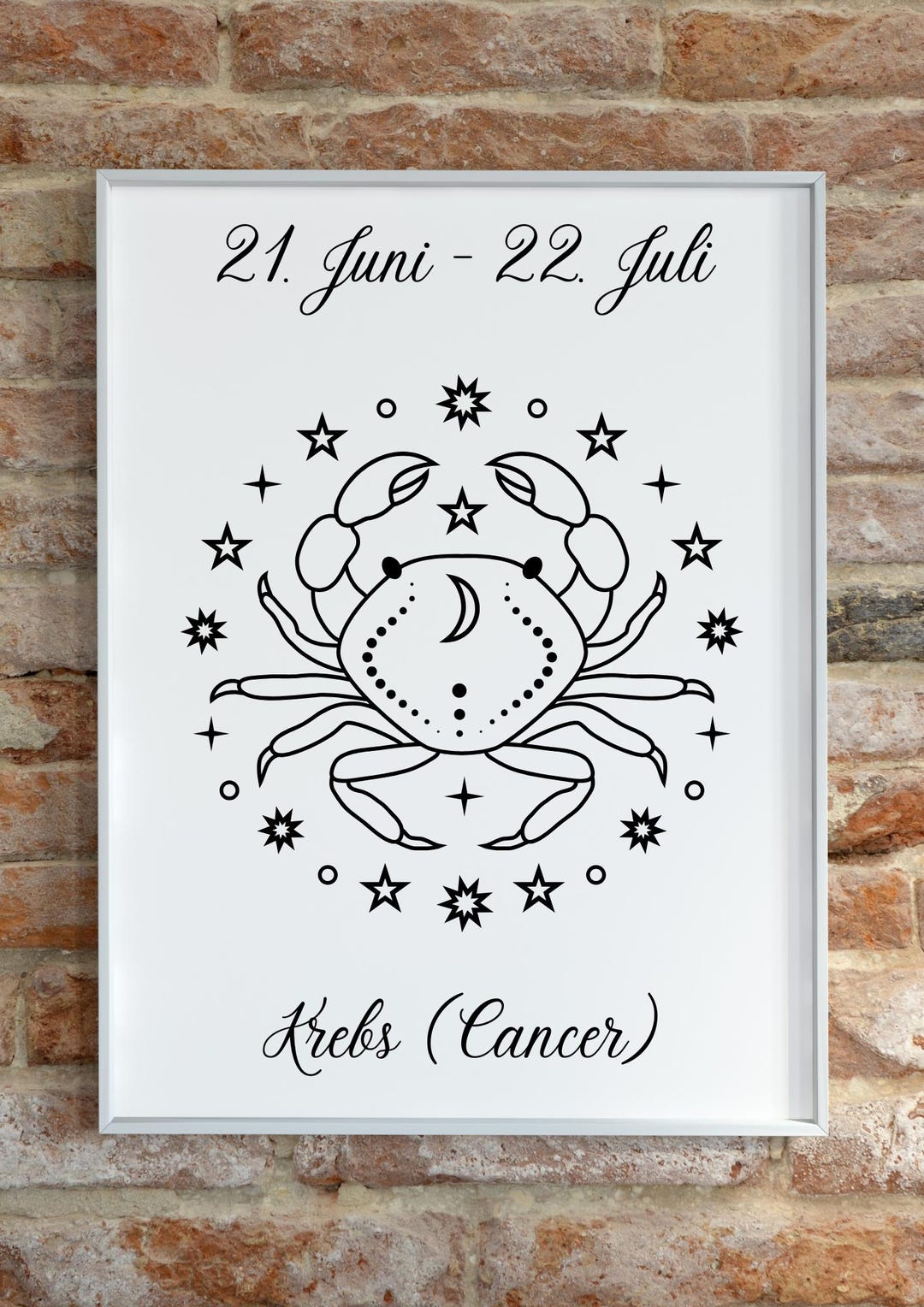 Cancer Zodiac Sign Wall Art – Minimalist Astrology Poster for Modern ...