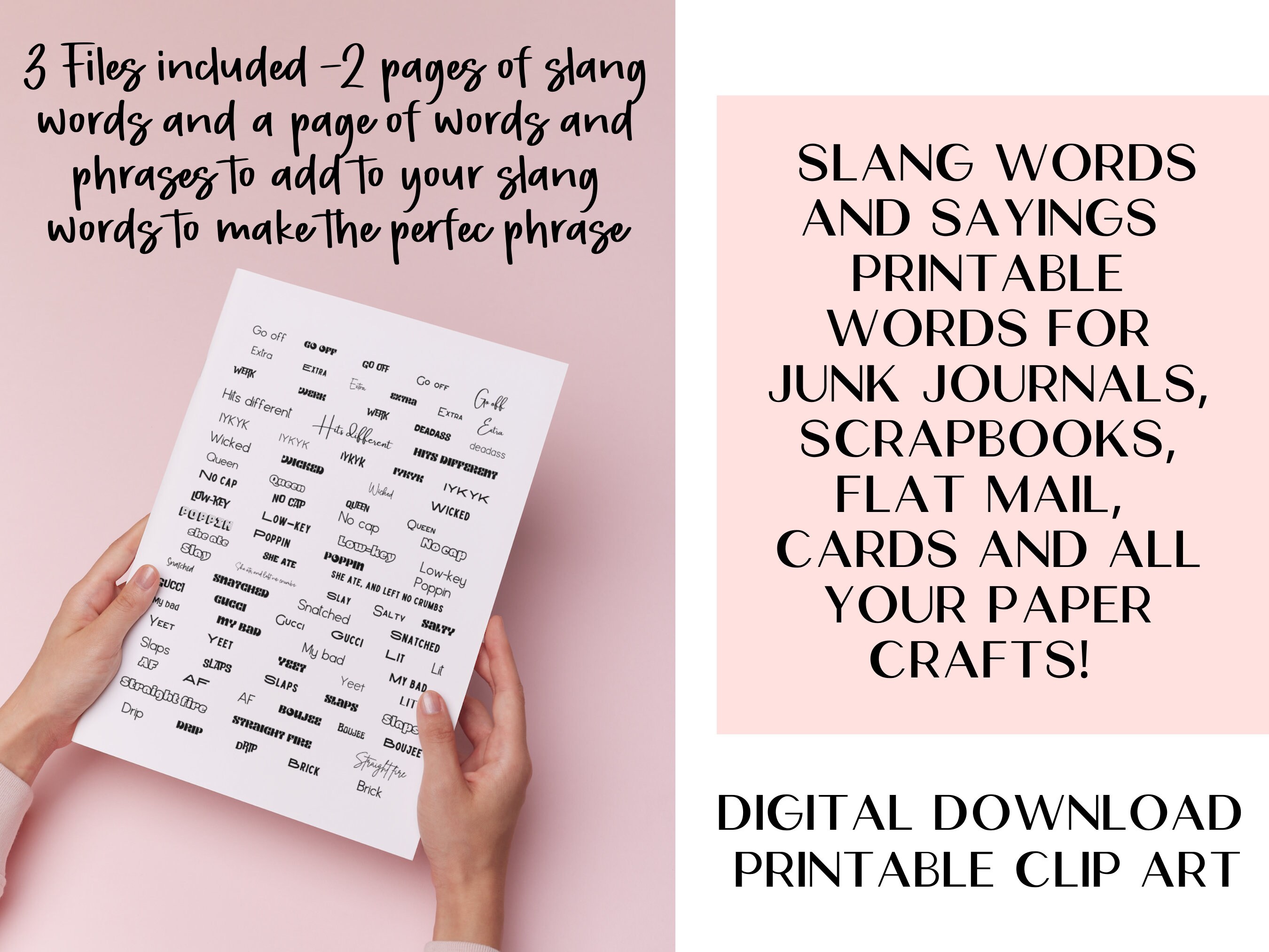 Slang Words and Phrases Bundle for Junk Journals, Digital Printable ...
