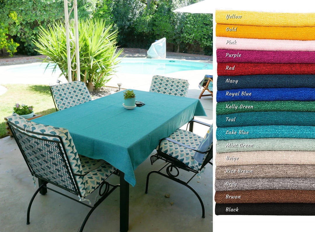Custom Outdoor Tablecloth | Linen Textured Stain Resistant Table Cloth ...