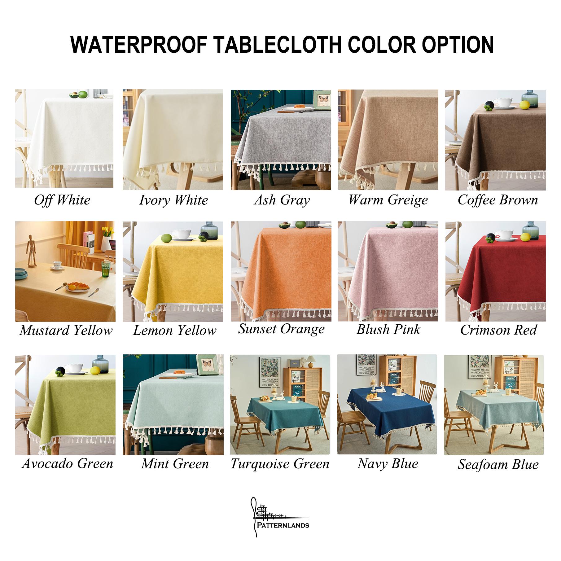 Custom Solid Color Linen Textured Oilcloth Tablecloth With Tassel or ...
