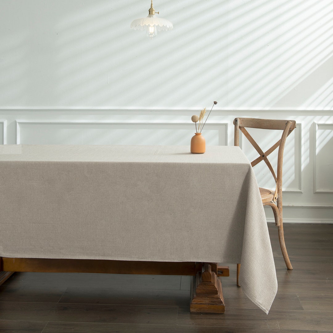 Linen Textured Water Resistant Tablecloth, Rectangle Table Cover ...