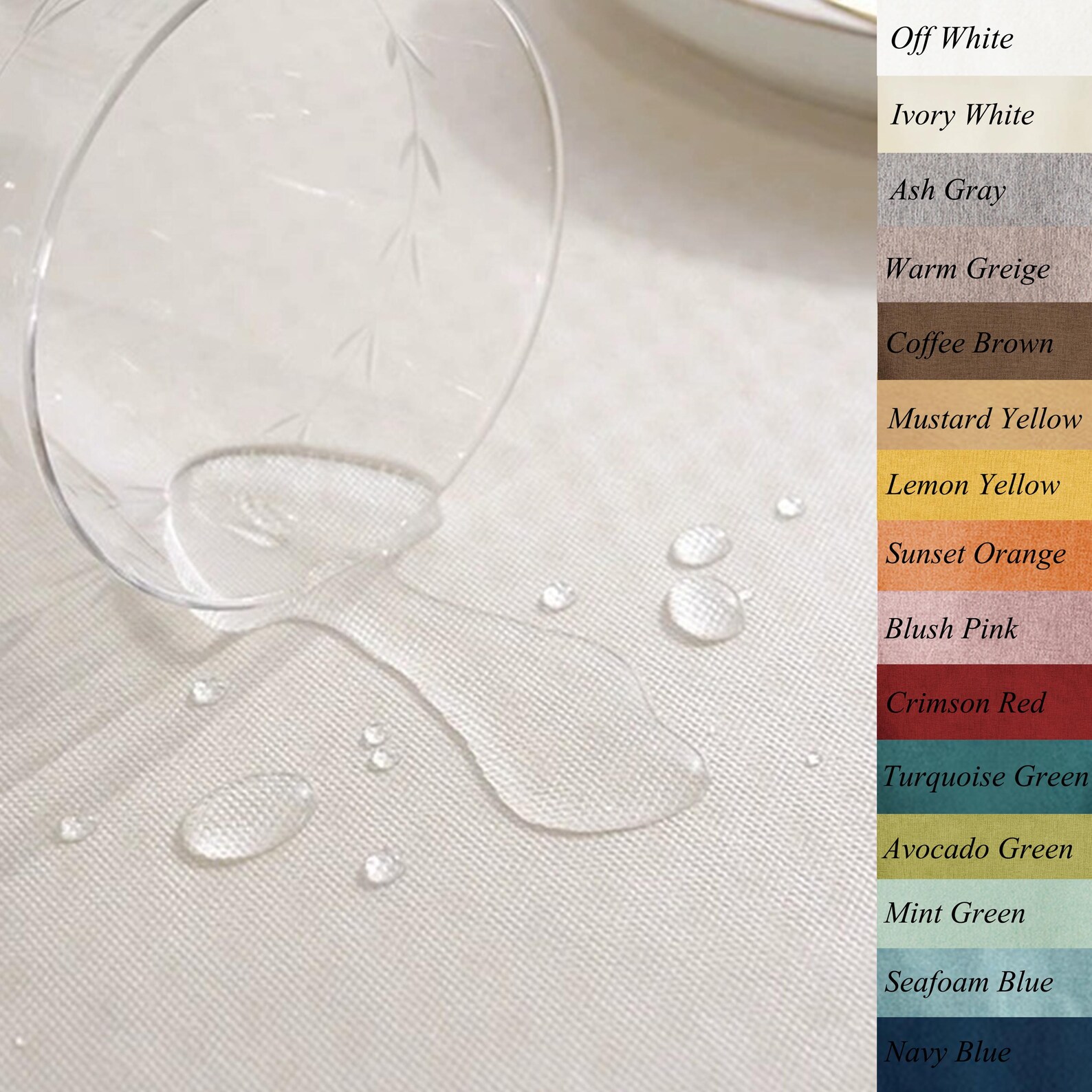 Custom Solid Color Linen Textured Oilcloth Tablecloth With Tassel or ...