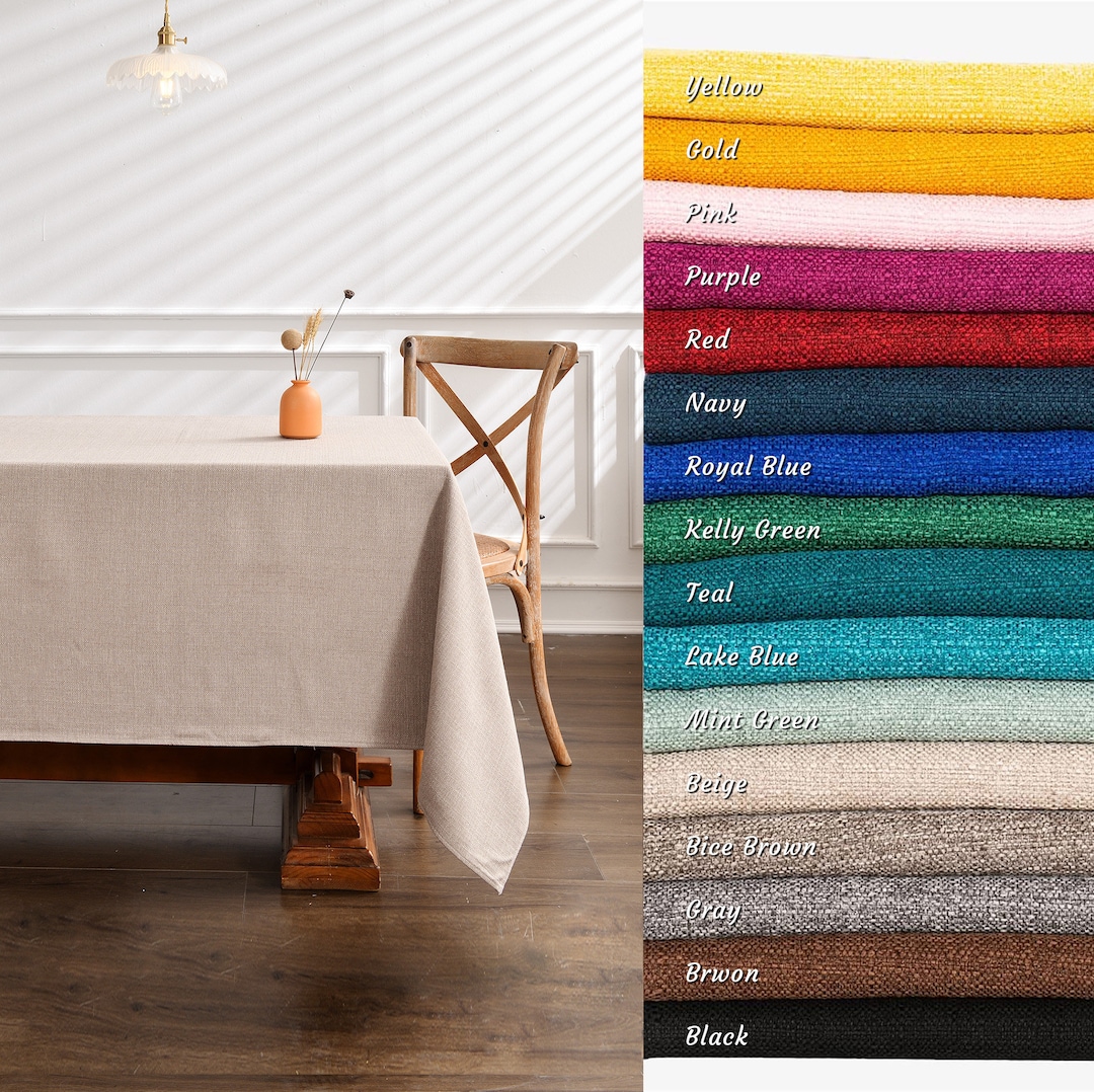 Custom Rectangle Tablecloth Linen Textured Stain Resistant Table Cloth ...