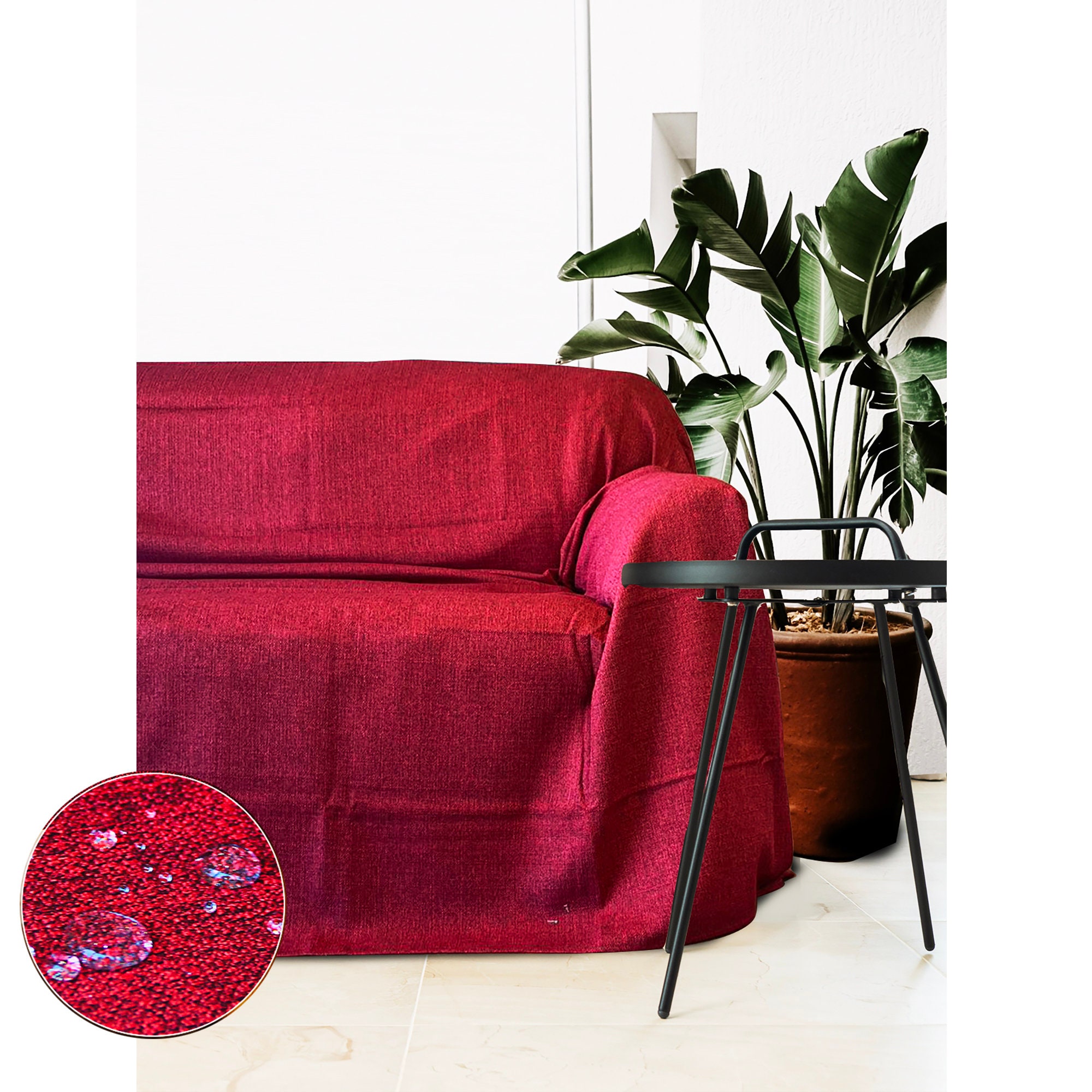 Linen Textured Stain Resistance Sofa Slipcover| Custom Size Couch Cover ...