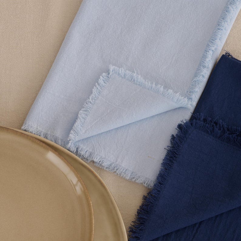 Frayed Edge Linen Napkins, Cotton Linen Blend Cloth Napkins, Raw Edge ...