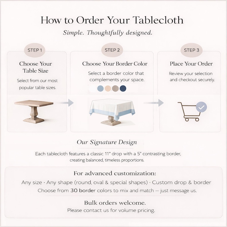 Relaxed Linen Cotton Tablecloth, White With Blue Border, Two-tone ...