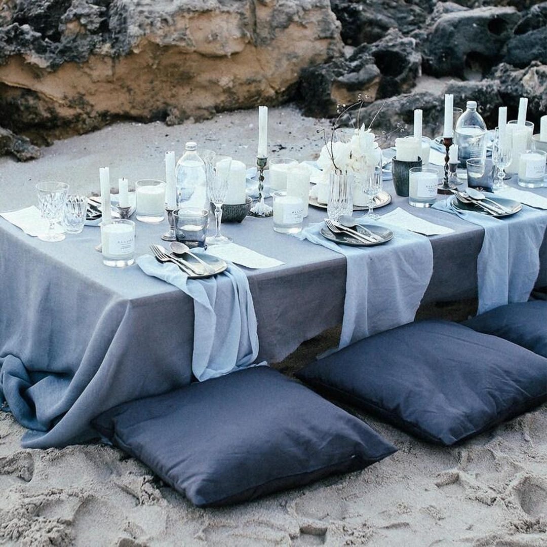 Custom Natural Linen Tablecloth Set for Wedding, Anniversary ...