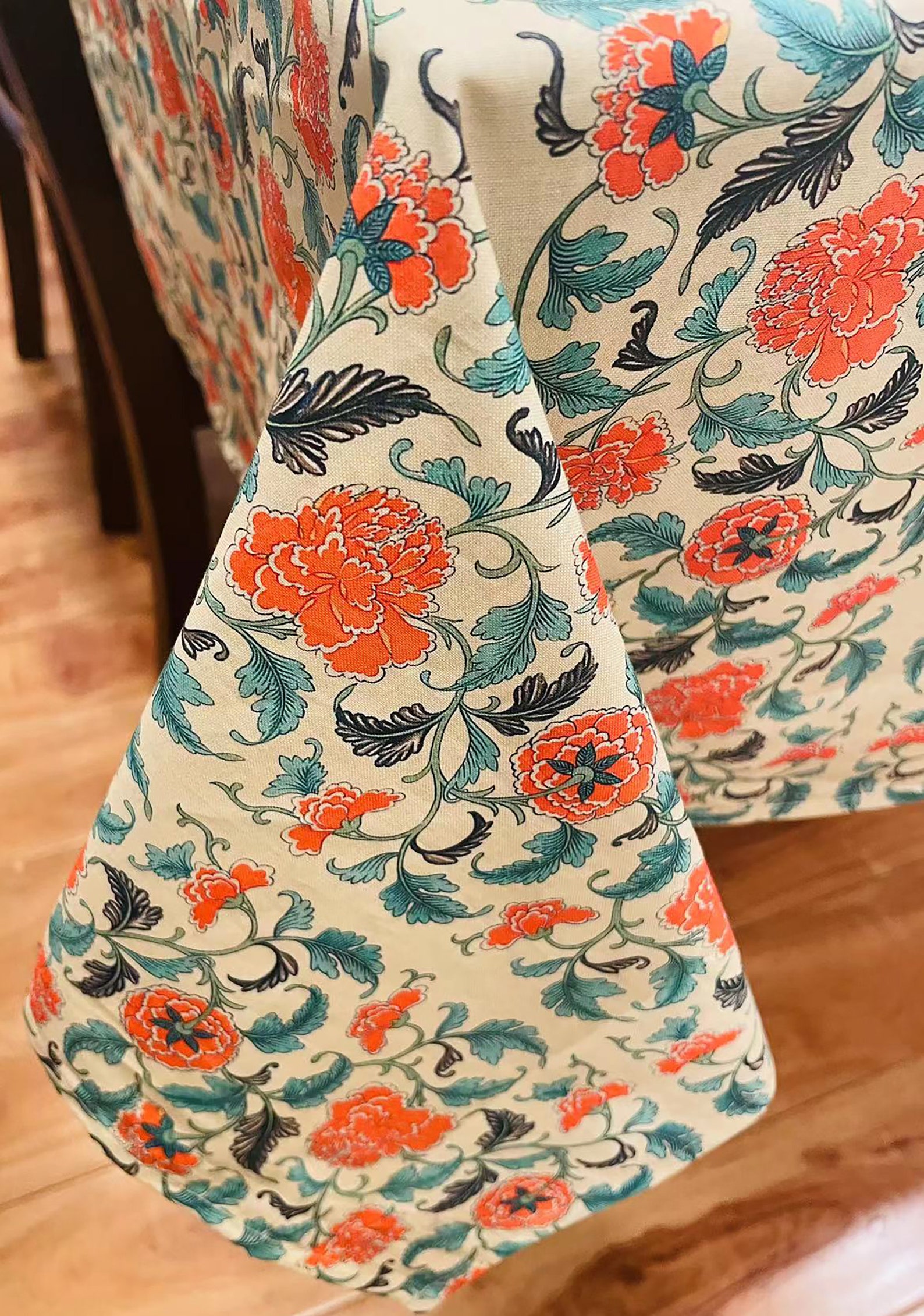 100% Cotton Print Tablecloth, Custom Size Table Cover, Square or ...