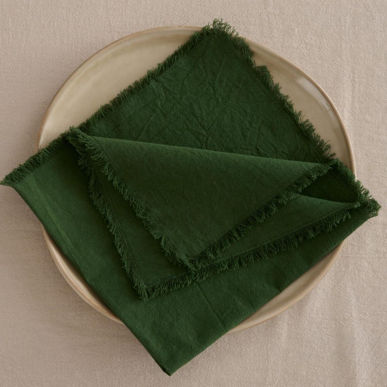 Frayed Edge Linen Napkins, Cotton Linen Blend Cloth Napkins, Raw Edge ...
