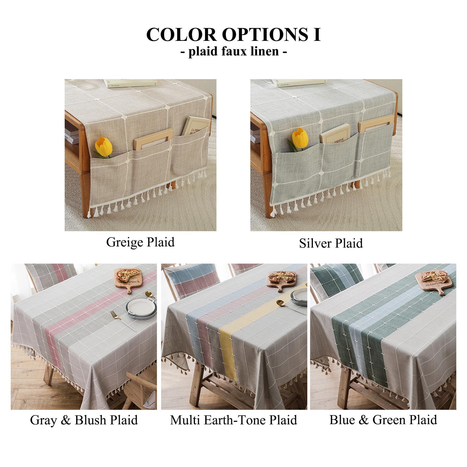 Linen Style Waterproof Table Runner With Pockets, Pocketed Tablecloth ...