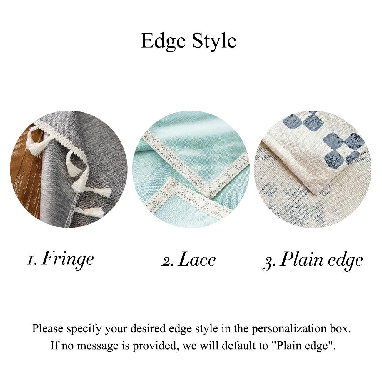 Custom Solid Color Linen Textured Oilcloth Tablecloth With Tassel or ...