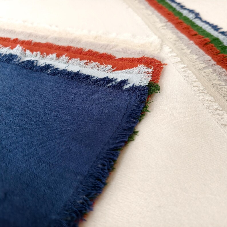 Frayed Edge Linen Napkins, Cotton Linen Blend Cloth Napkins, 18x18 Inch ...