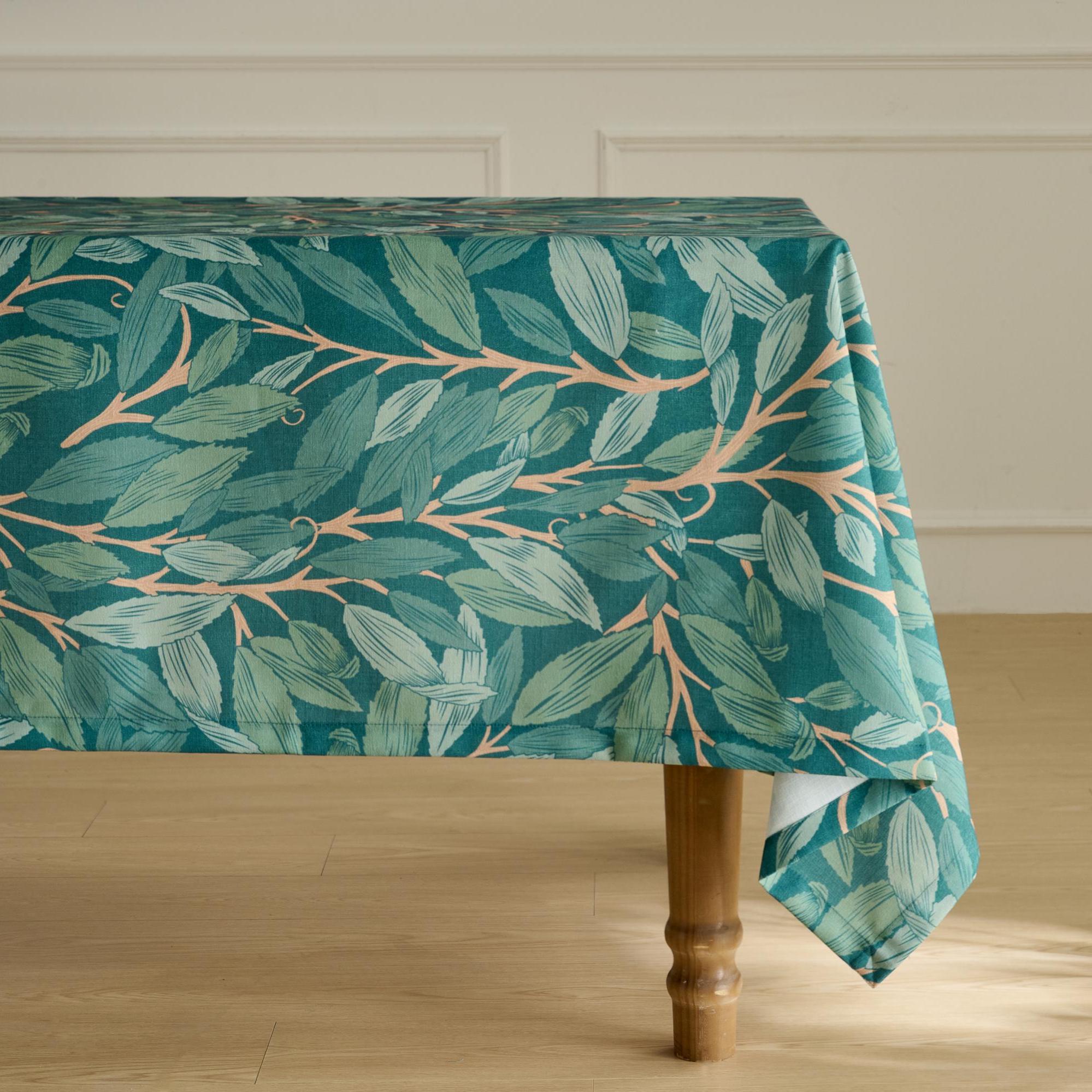 Forest Fern & Berry Green Botanical Tablecloth | Linen-blend ...