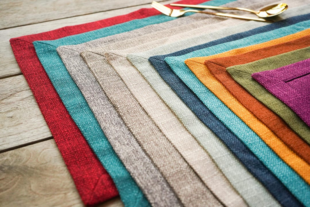 Holiday Stain Resistance Placemat Set of 35, Solid Color Placemats ...