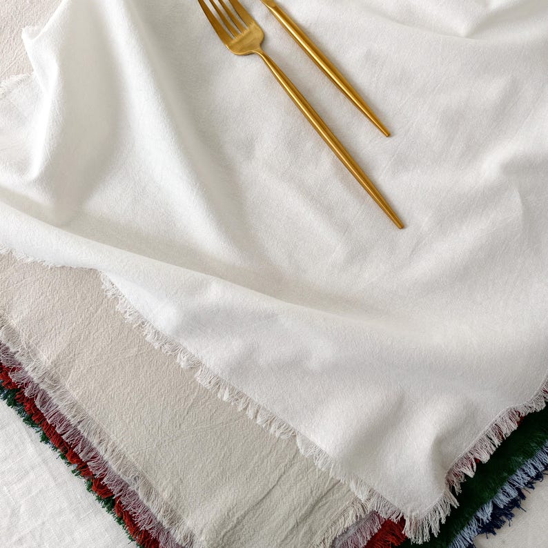 Frayed Edge Linen Napkins, Cotton Linen Blend Cloth Napkins, 18x18 Inch ...