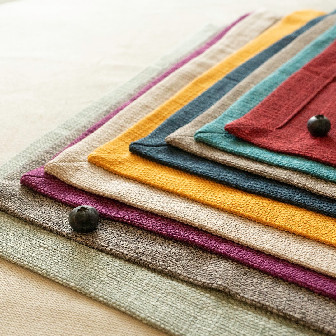 Stain-resistance Fabric Placemat Set of 4 6 8 10 12, Linen Textured ...