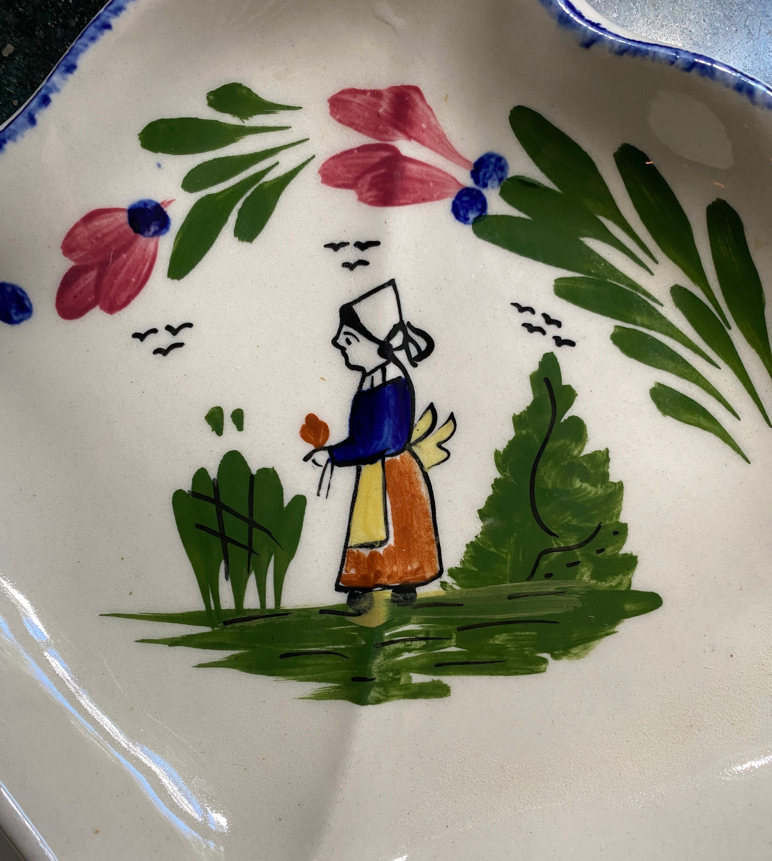 Blue Ridge Southern Potteries Hand Painted Underglaze Three Section ...