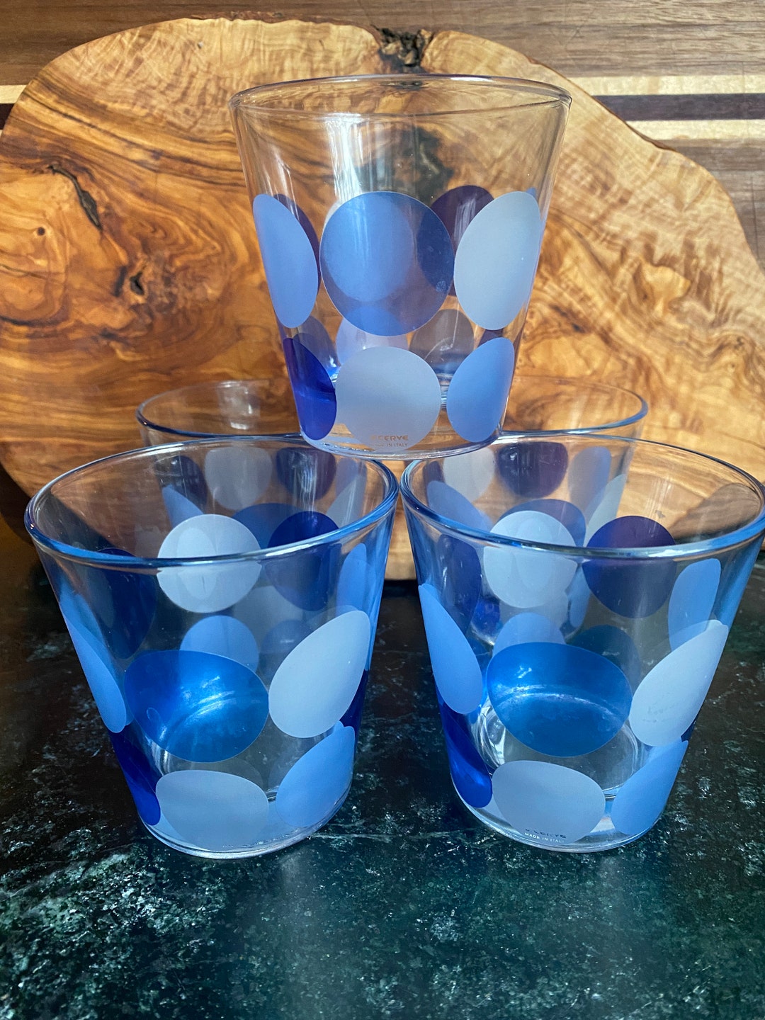 Vintage Cerve Italy Tumblers With Blue Circles - Etsy