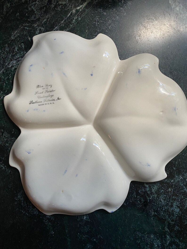 Blue Ridge Southern Potteries Hand Painted Underglaze Three Section ...