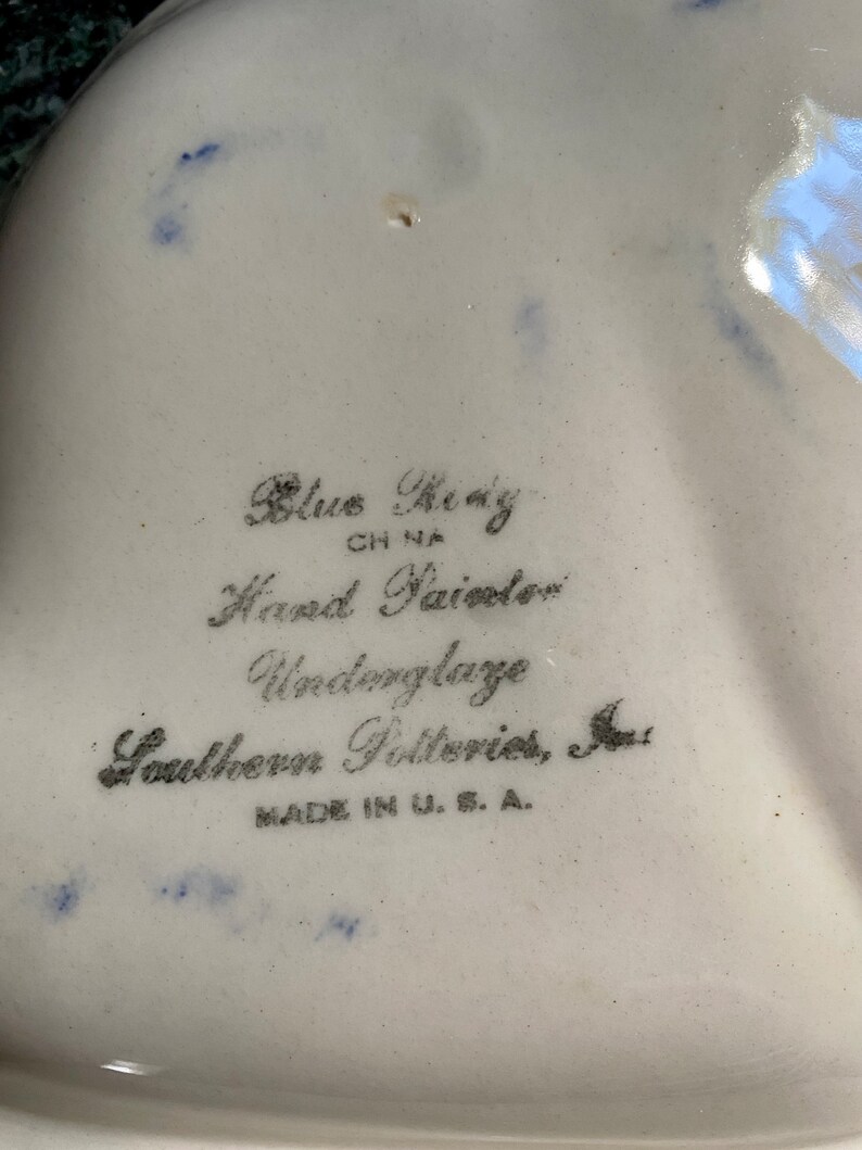 Blue Ridge Southern Potteries Hand Painted Underglaze Three Section ...