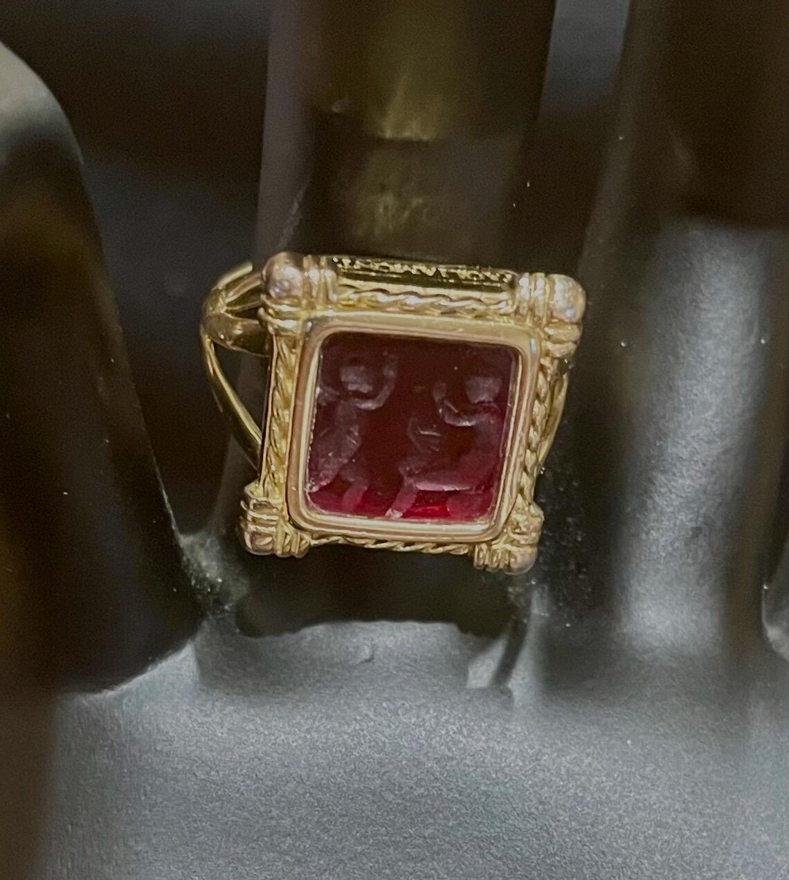 Vintage Sterling Silver Carnelian Tagliamonte Ring With Cupid Cameo ...