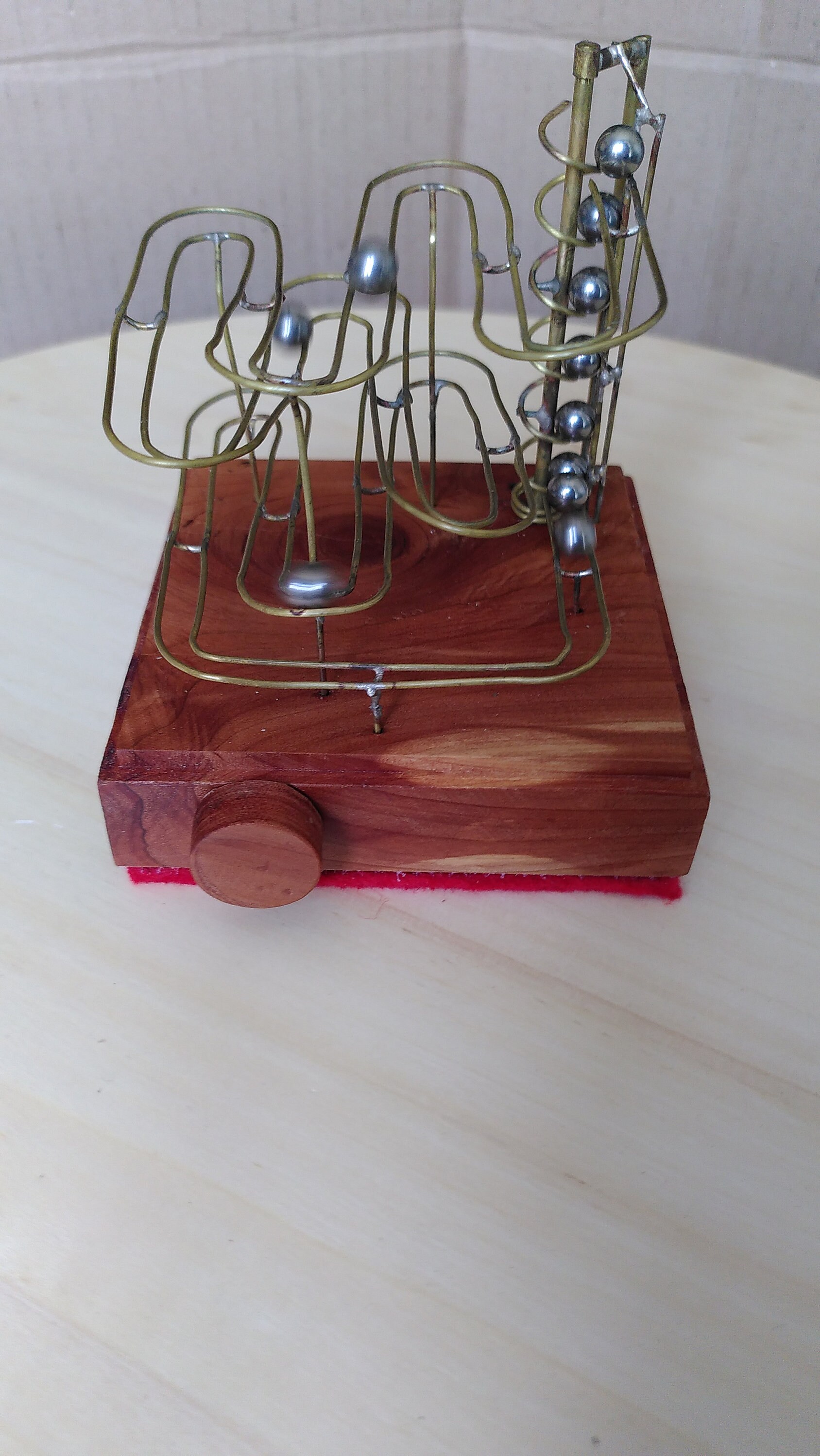 Brass Wire Marble Machine, Larch Wood Base, Kinetic Sculpture - Etsy