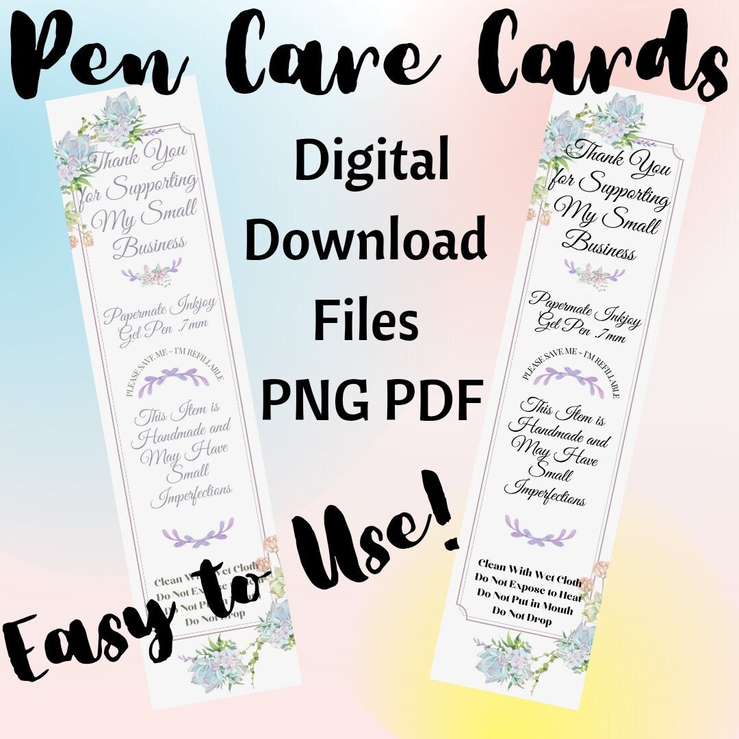 Pen Care Card, UV Resin Epoxy Card, Elegan, Perfect for Packing Your ...